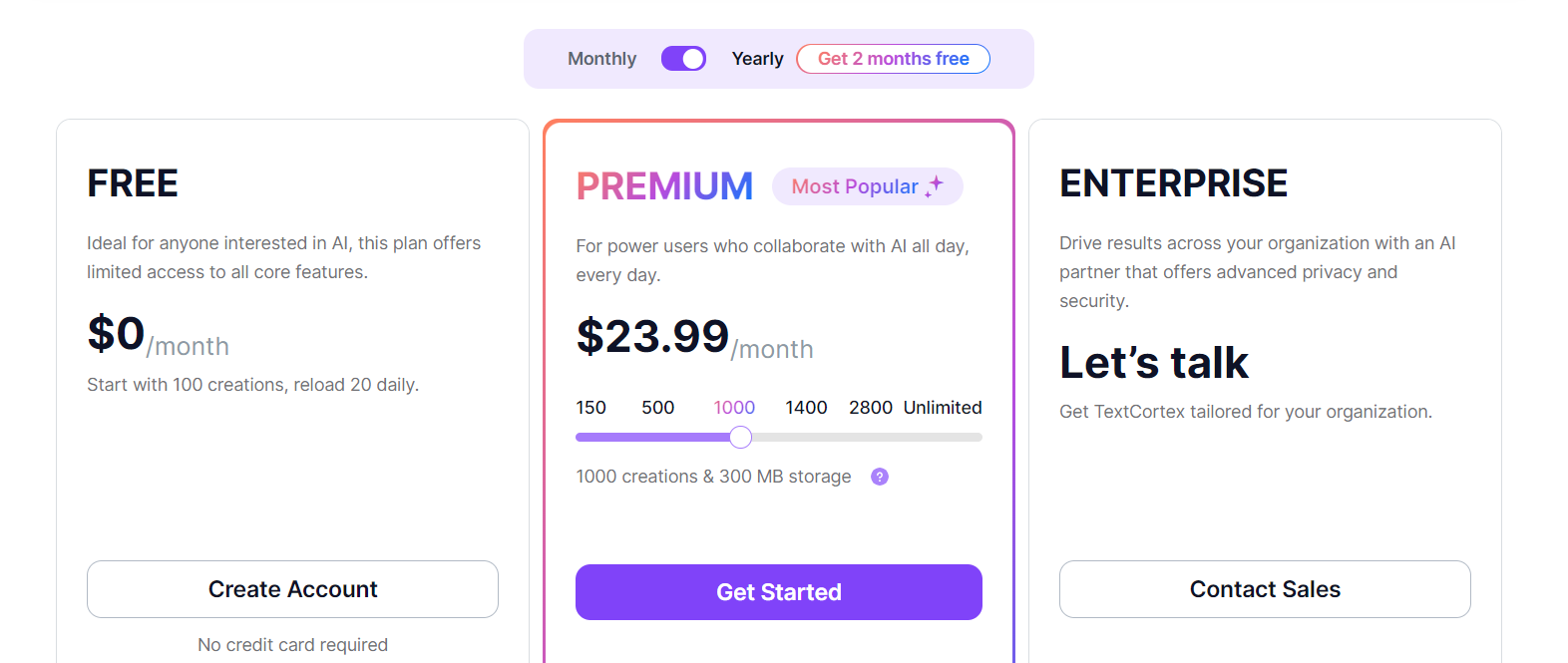 Plans & pricing explained – TextCortex Help Center